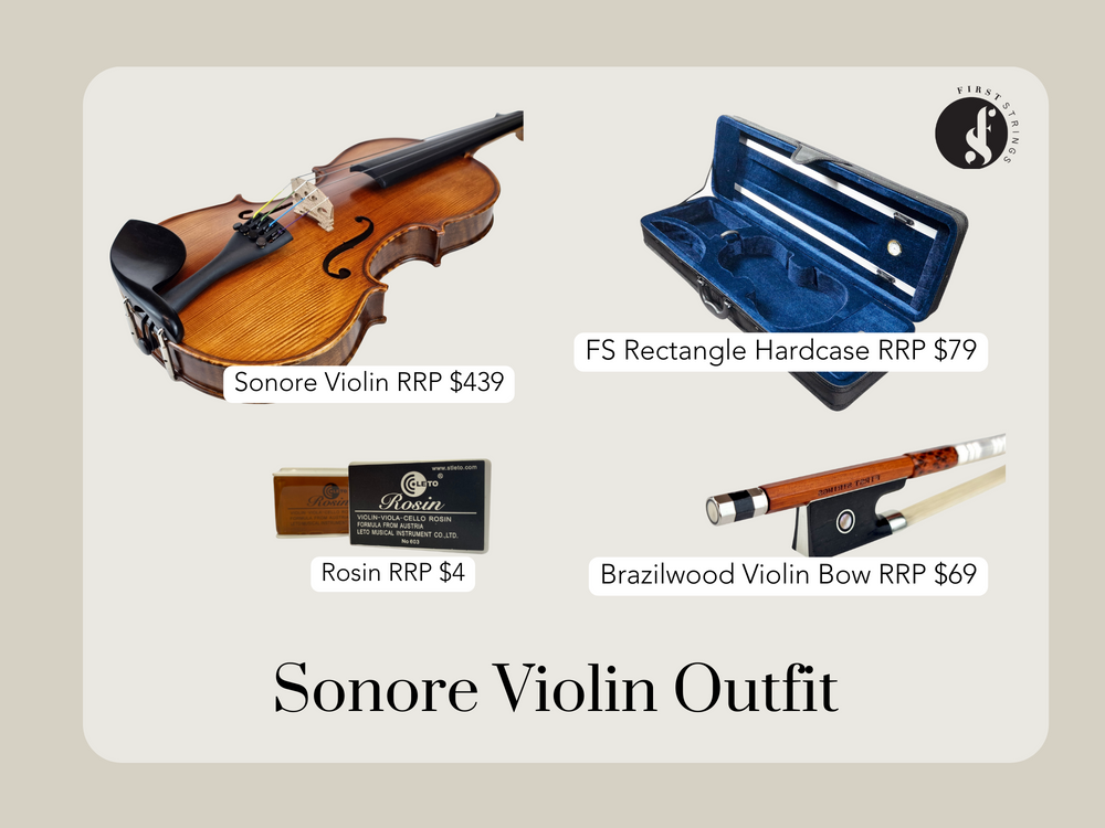 Sonore Violin Outfit With Bow, Case, Rosin | Beginner Student High ...